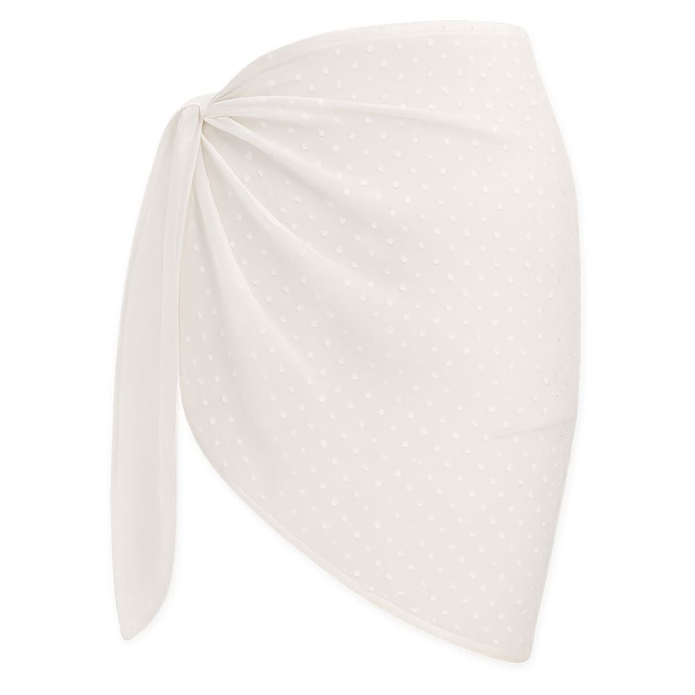 White Polka Dot Sarong – Elegant Beach Cover-Up Dubai UAE – Bare Essentials